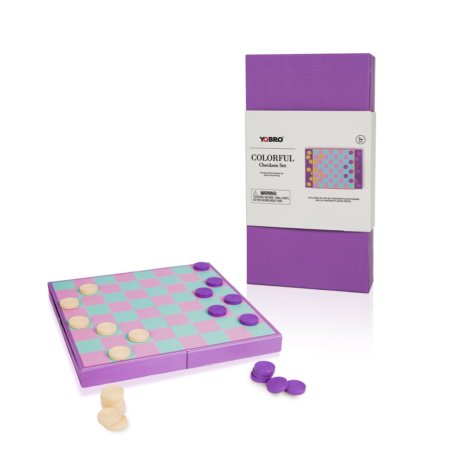 Classic Colorful Checkers Set – Family-Friendly Travel Game – YOBROGIFTS